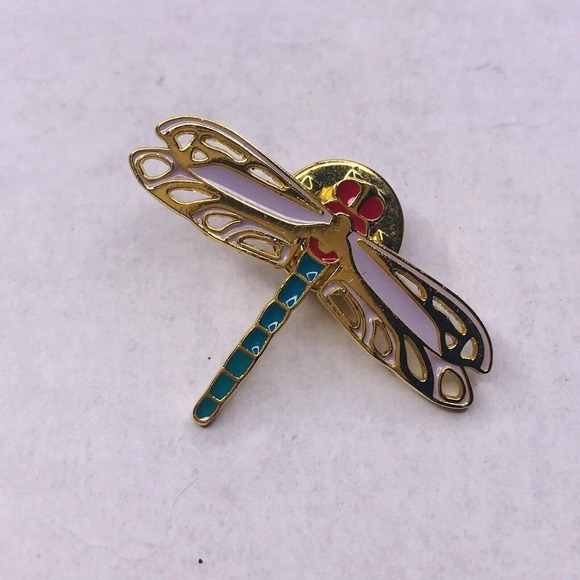 Mma | Jewelry | Pin Back Dragonfly Stamped Mma Gold Tone Enamael Green ...